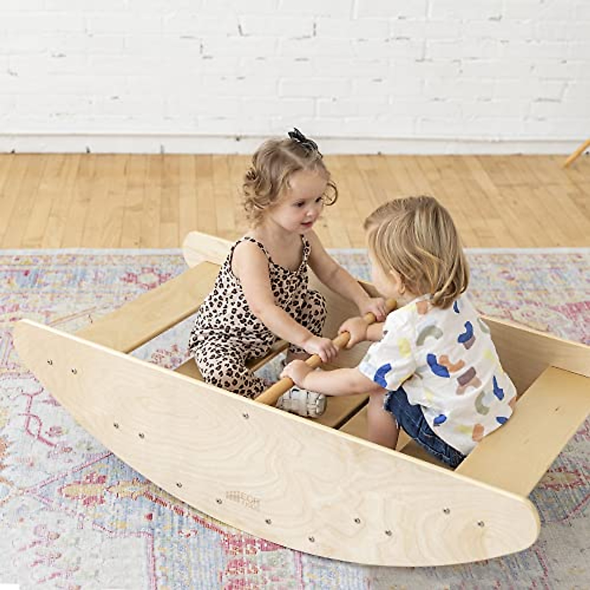 ECR4Kids Rocking Boat and Steps, Play Center, Natural