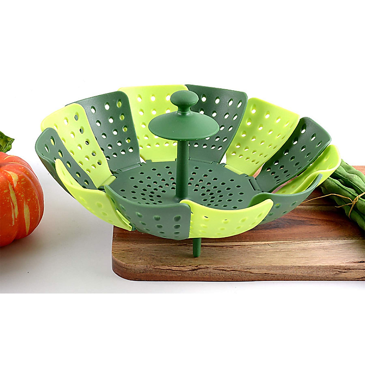 Cyrder Lotus steamer basket, Folding Steamer,BPA-Free,Green Kitchenware Accessory, Non-Scratch Silicone cookware