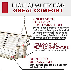 Amish Casual Heavy Duty 800 Lb Roll Back 4ft. Treated Porch Swing