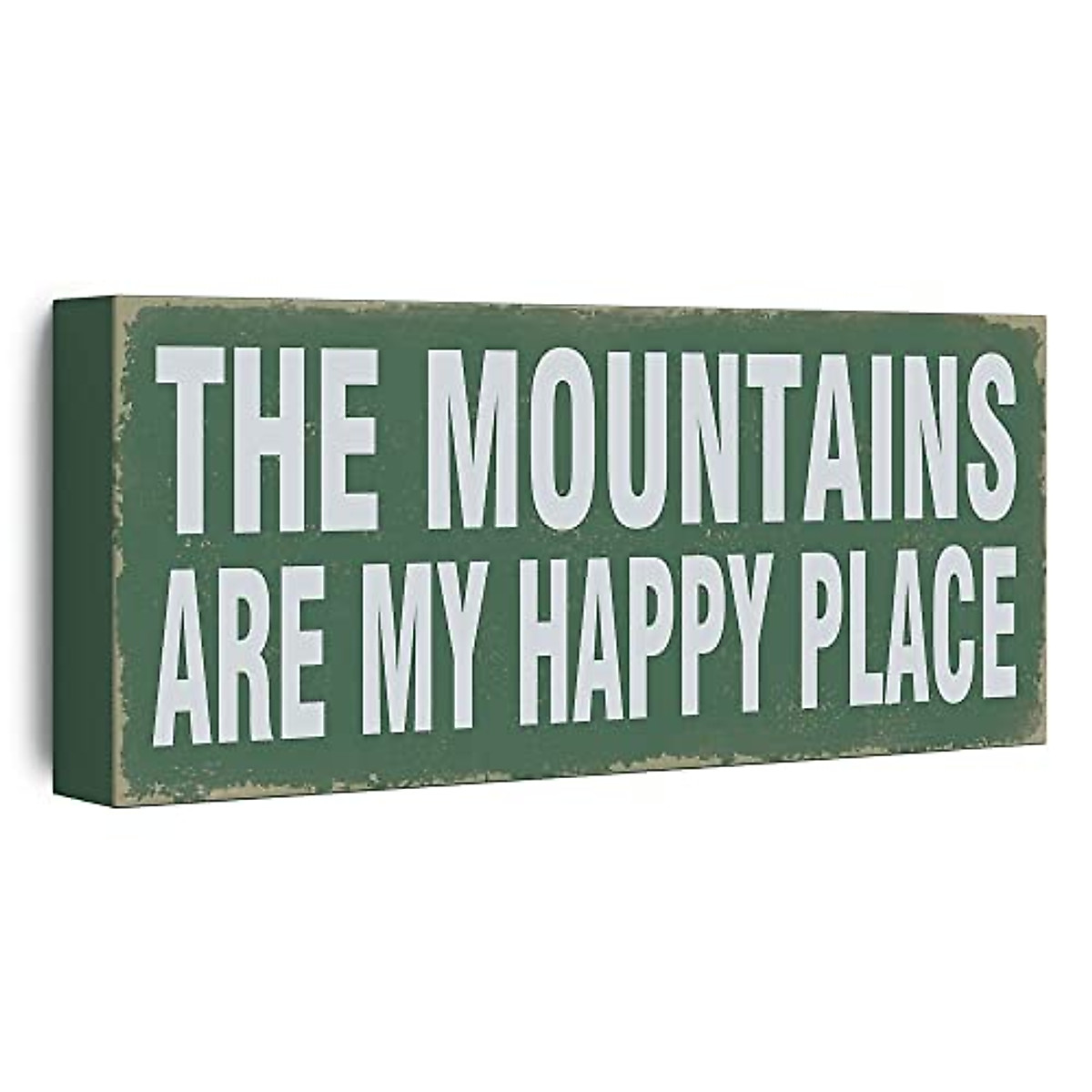 Barnyard Designs 'Mountains' Wooden Box Sign Motivational Desk Decor, Primitive Decor Office Desk Decorations for Women Office Bathroom Shelf Decor Inspirational Desk Decor, 12x5