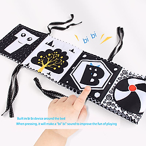 AIyMltd Baby Spiral Hanging Stroller, Black and White Car Seat Toys High Contrast Toy Newborn Sensory Plush Activity Toys for Bed Bassinet Crib Baby Carrier Gifts for 0 3 6 9 12 Months