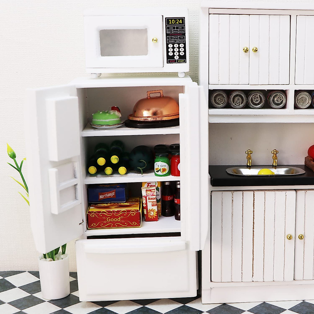 Miniature Microwave Dollhouse Accessories Oven Mini Kitchen Furniture Appliance 1:12 Mini House Decoration Model Decor High Simulation Accessories Ornaments (White)