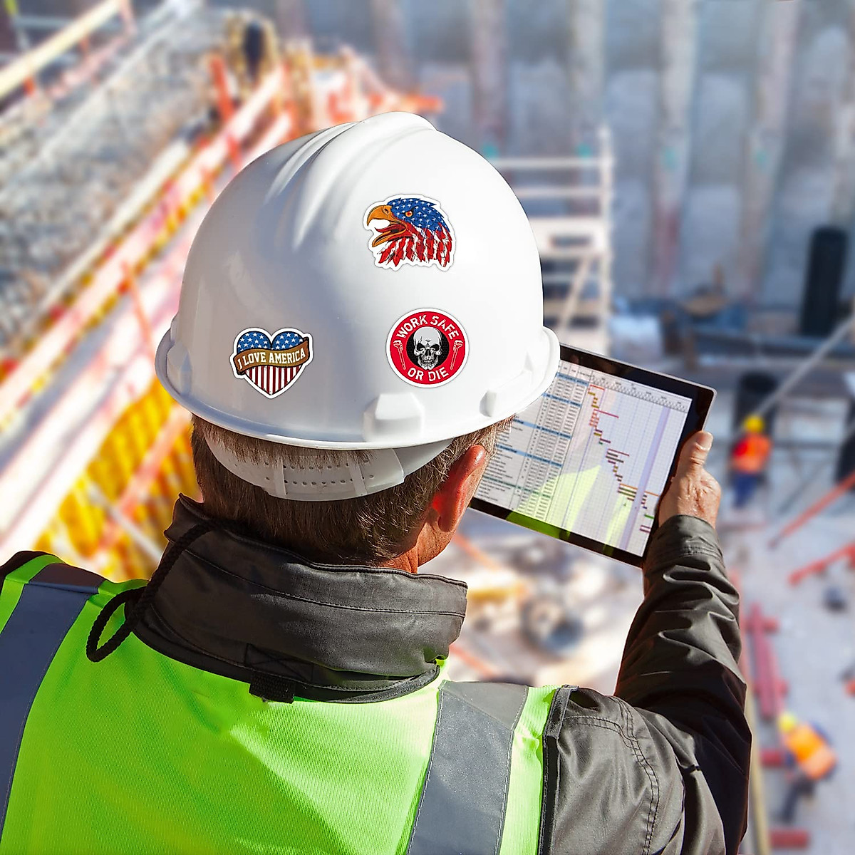 Funny Hard Hat Stickers 105 PCS, Waterproof Vinyl Decals for Tool Box Helmet Hood Hardhat, Patriotic Sticker for Men Adults, Mechanics, Welders, Construction, Union, Military, Electrician, Oilfield