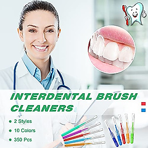350 Pieces Floss Braces Brush Interdental Brush Teeth Toothpicks Cleaners Soft Dental Flosser Picks Refill Dental Cleaning Tool for Adult Tooth Clean (Mixed Color)
