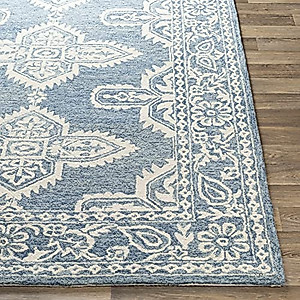 Hauteloom Passaic Wool Living Room, Bedroom Area Rug - Bohemian/Global - Blue, Beige - 8' x 10'