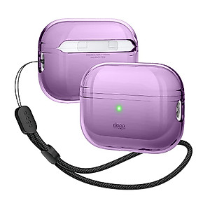 elago Compatible with AirPods Pro 2nd Generation Case Clear with Lanyard - Compatible with AirPods Pro 2 Case, Protective Cover, Shockproof, Wireless Charging, Reduced Yellowing [Deep Purple]