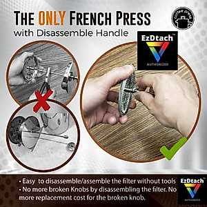 coffee press French Press Coffee Maker with 2 Extra Screens, 34oz, French Press Stainless Steel 304 Grade, Easy Disassemble Design Double Filter, Thick Heat Resistant Glass Pot (Copper)