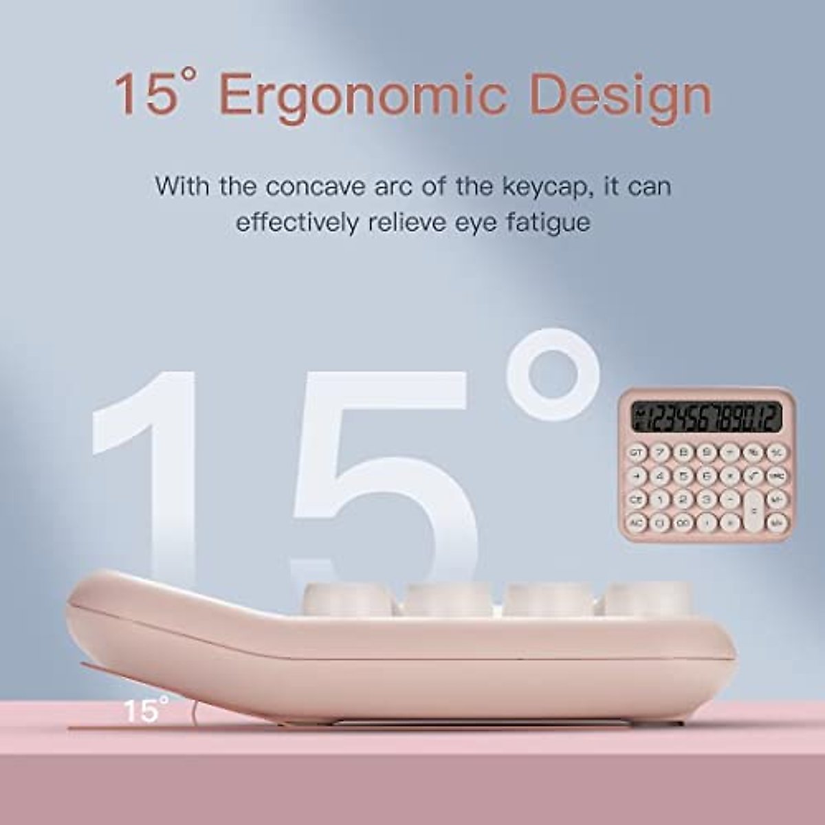 GUDTEKE Mechanical Switch Calculator, Pink Calculator Cute 12 Digit Large LCD Display Big Button Calculator Clear Standard for Daily and Basic Office,Automatic Sleep,with Battery