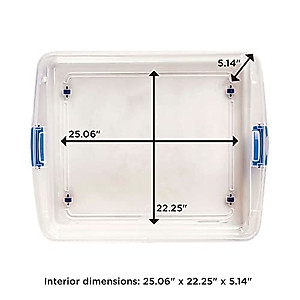 HOMZ 56 Quart Underbed Secure Latching Clear Plastic Storage Container Bin with Lid and Easy Glide Wheels for Home and Office Organization, (4 Pack)