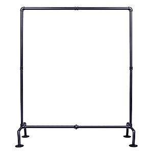 OROPY Industrial Pipe Clothing Rack Free Standing, Heavy Duty Detachable Clothes Rack with 4 Stable Feet for Garment Storage Display, Black