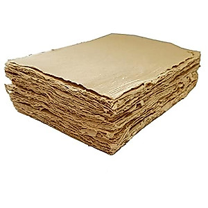 Deckle Papers Handmade Cotton Khdai Paper for Watercolor, Writers, Card Stock Invitations, Crafts -Thick 150 GSM Size-A7 Pack of-50-Brown