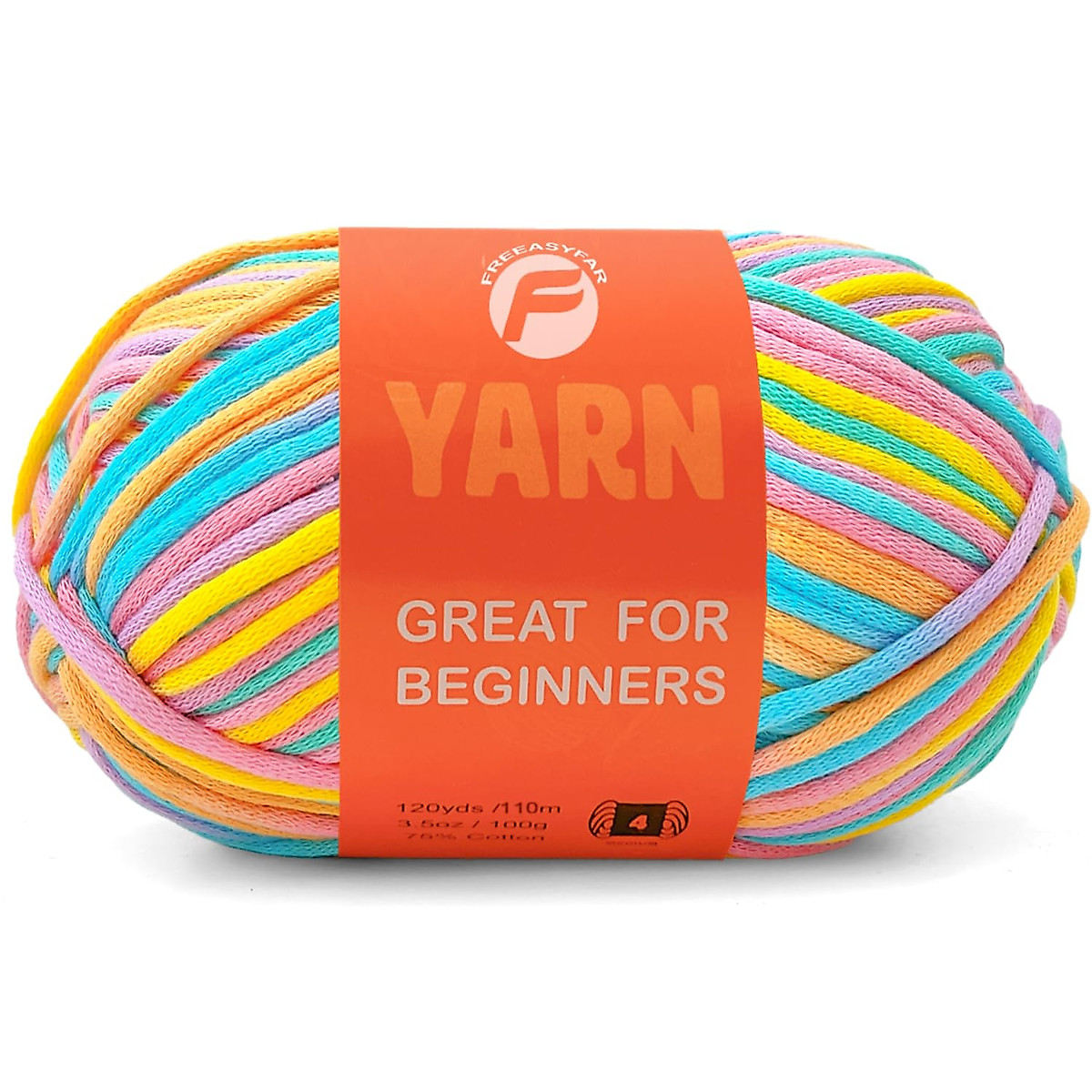 FREEASYFAR 3.5Oz/120yds Beginner Easy Yarn, Crochet & Knitting Yarn for Beginners with Easy-to-See Stitches, Worsted-Weight Medium #4;Cotton Blend Yarn for Amigurumi DIY(Coral,1 Skein)