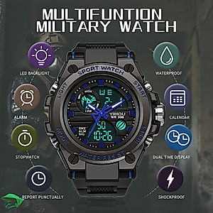Yihou Men's Military Watch Outdoor Sports Electronic Watch Tactical Army Wristwatch LED Stopwatch Waterproof Digital Analog Watches