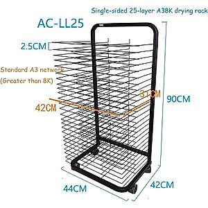 Art Drying Rack, 25-Tier Mobile Clothes Rack with Wire Rack for Artwork, Drying and Printing Rack, Protect Artwork While Drying, Great for Schools and Art Clubs