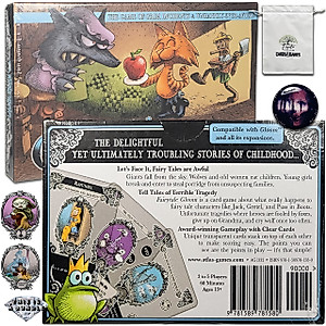Terror, Insane and Madness Possibilities with Fairy Tales Gloom Cthulhu Card Games and The Expansion: UNPLEASANT Dreams Bundle with Random Color Drawstring Bag Plus 1inch Darkness Token