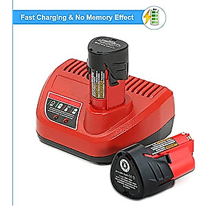 Topbatt 3.0Ah Replacement Battery Compatible with Milwaukee M12 12V Battery 48-11-2411 48-11-2420 48-11-2401 48-11-2402 48-11-2401 12-Volt Lithium-ion Battery 2 Pack