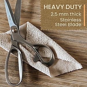 ISEE FABRIC Sewing Scissors 8.5''x.10" Inches Thick Stainless Steel Blade, Professional Scissors for Fabric & Clothing, Tailoring Scissors with Zinc Alloy Handle, Matte Silver - 4 1/4in. Cut Length