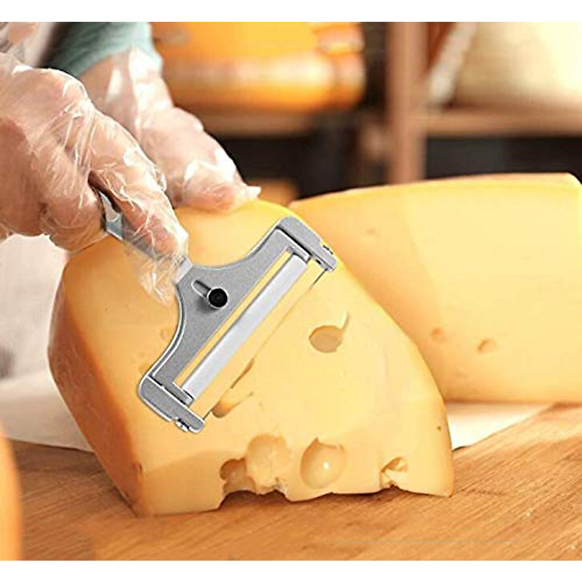 1 Pcs Silver Stainless Steel Wire Cheese Slicer Heavy Duty Adjustable Thickness Cheese Cutter Cheese Knife Kitchen Cooking Tool