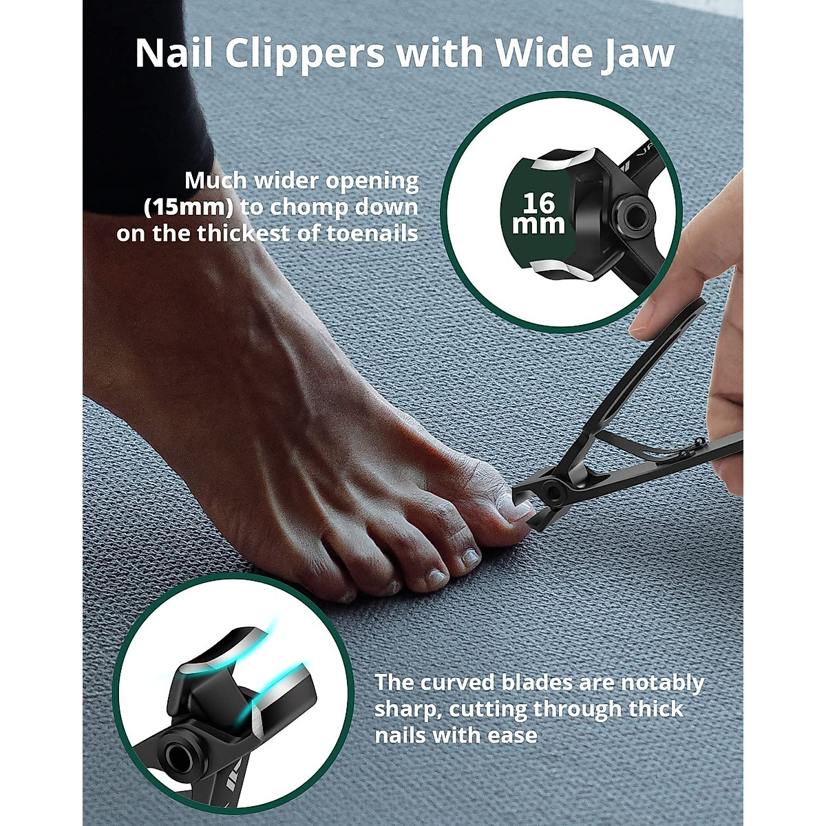 VANWIN Nail Clipper Set 2 Pack, Heavy Duty Toenail Clippers for Thick Toenails and Sturdy Finger Nail Clippers with Catcher, Ultra Sharp Stainless Steel Nail Cutter Nail Clippers for Men Women Adult