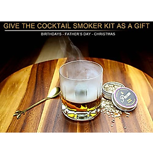 Cocktail Smoker Kit | Old Fashioned, Whiskey, Bourbon Cocktail Smoker Kit with Torch, Ice Stones, and Four Flavors of Wood Chips | Gift for Birthdays/Father's Day/Christmas. (No Butane)