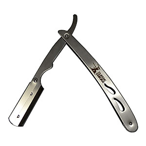 Classic Samurai CS-102 Stainless Steel Professional Barber Straight Edge Razor with 15 Astra Double Edge Razor Blades (Silver + 15 Astra Blades)
