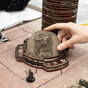 SMONEX Dice Tower Compatible with Dungeons and Dragons Board Games - Dice Tower Wood with 3 Removable Inserts - Perfect as D&D Accessories and Ideal for Other Board Games, RPG and Tabletop Games