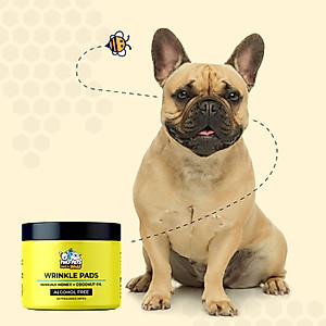 Wrinkle Wipes for French Bulldog, English Bulldog & Pug -100% Organic Extracts Dog Wrinkle Wipes to Soothe Wrinkles- Dog Face Wipes Cleaning Alcohol Free- Say Bye to Rash w/ Wrinkle Paste For Bulldogs