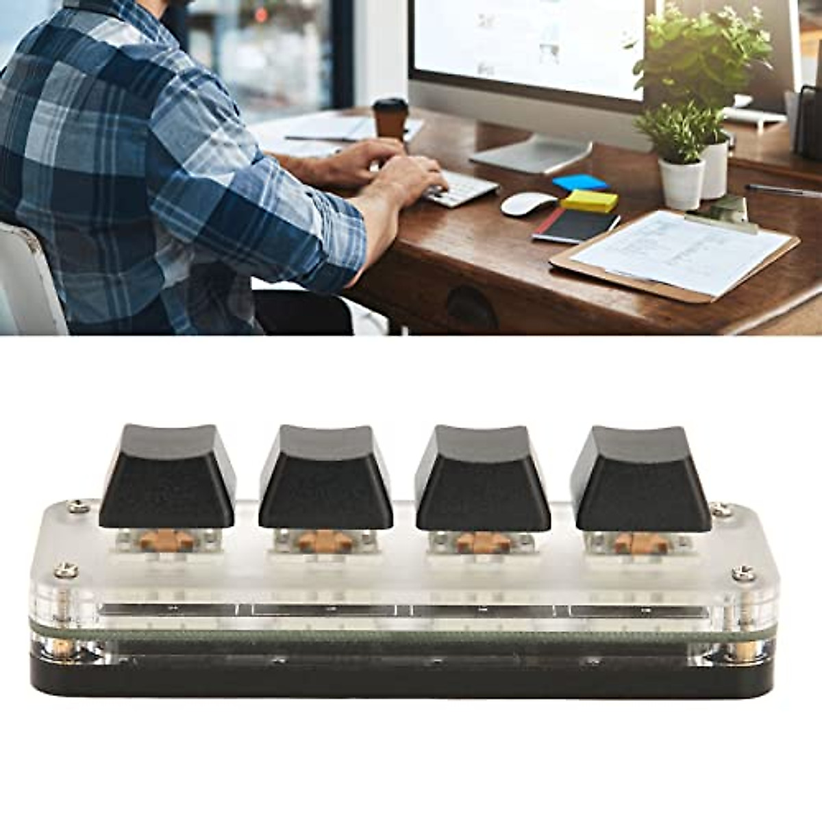 PENO OSU Gaming Keyboard, Mini Portable Sense of Technology Detachable USB Cable Programmable Keyboard RGB Backlight Industrial Control for Laboratory for Office