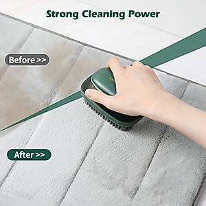 Household Cleaning Washing Brush Ergonomic Handle Durable Bristles Grout Cleaner Brush Scrubber Bathroom Shower Tile Kitchen Floor Bathtub Floor pack2 (Green)