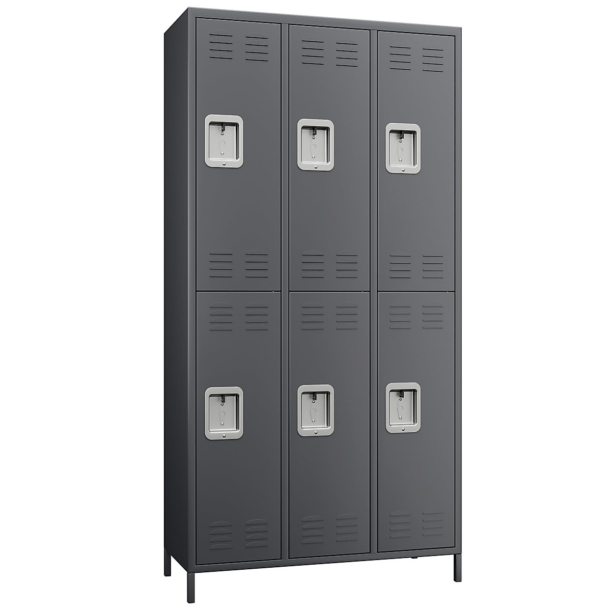 JAORD Metal Locker Storage Cabinet with 6 Doors, 72" Tall Locker for Employees, Steel Lockers for Home Office School Gym (Dark Gray)