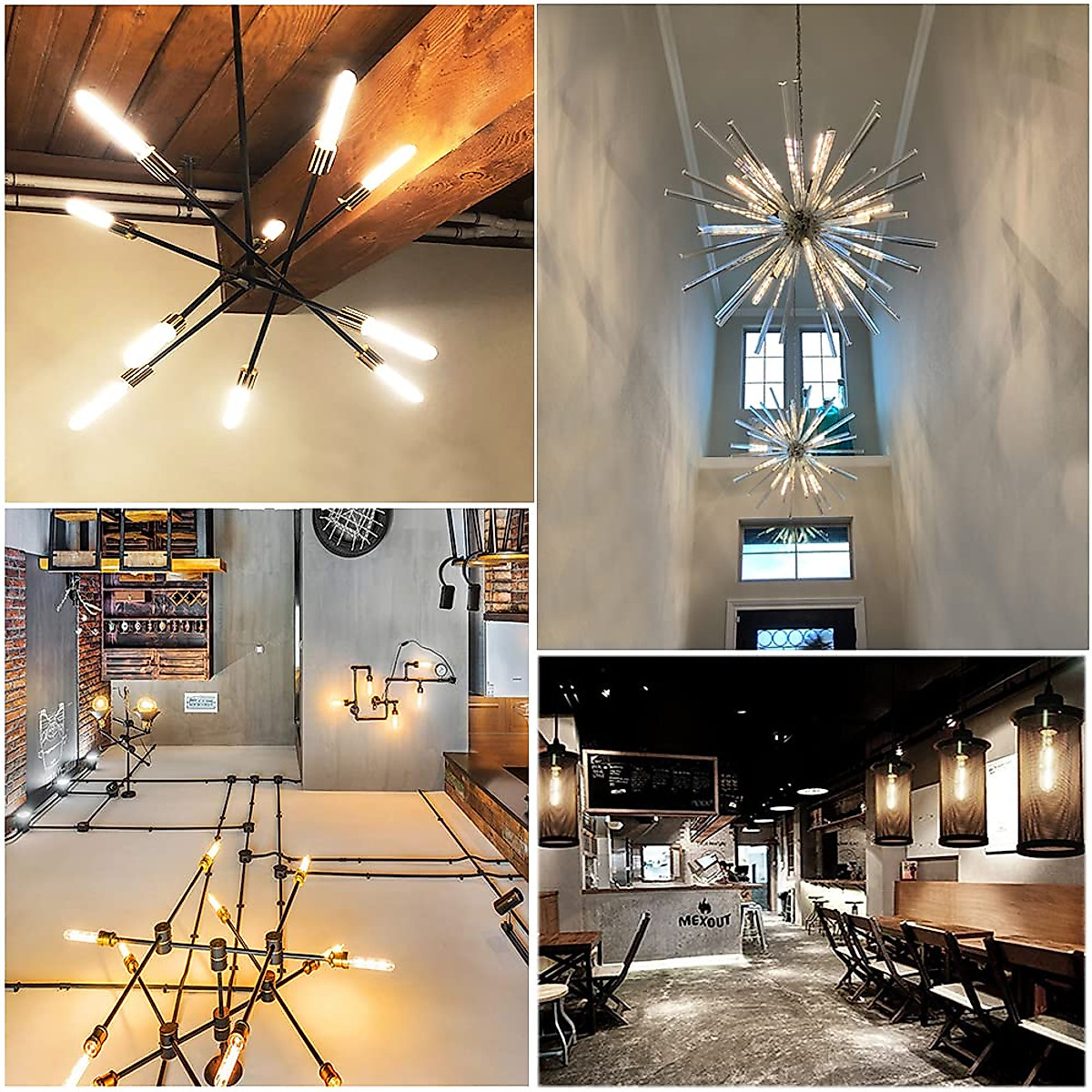 T10 Led Bulb,Dimmable 6W Led Tubular Bulbs, Soft White 3000K, 60 Watt Incandescent Bulb Equivalent,Clear Glass,E26 Base Lamp Bulb,for Cabinet Display Cabinet etc,4 Pack. (7.3 in -Soft White(3000K))