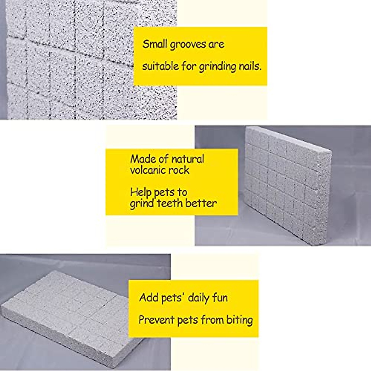 kathson Bunny Grinding Claw Pad Rabbit Scratch Foot Pad Small Animals Lava Grinding Teeth Stone Hamster Chew Treats Toys for Guinea Pig Rat Gerbil Chinchilla Hedgehog