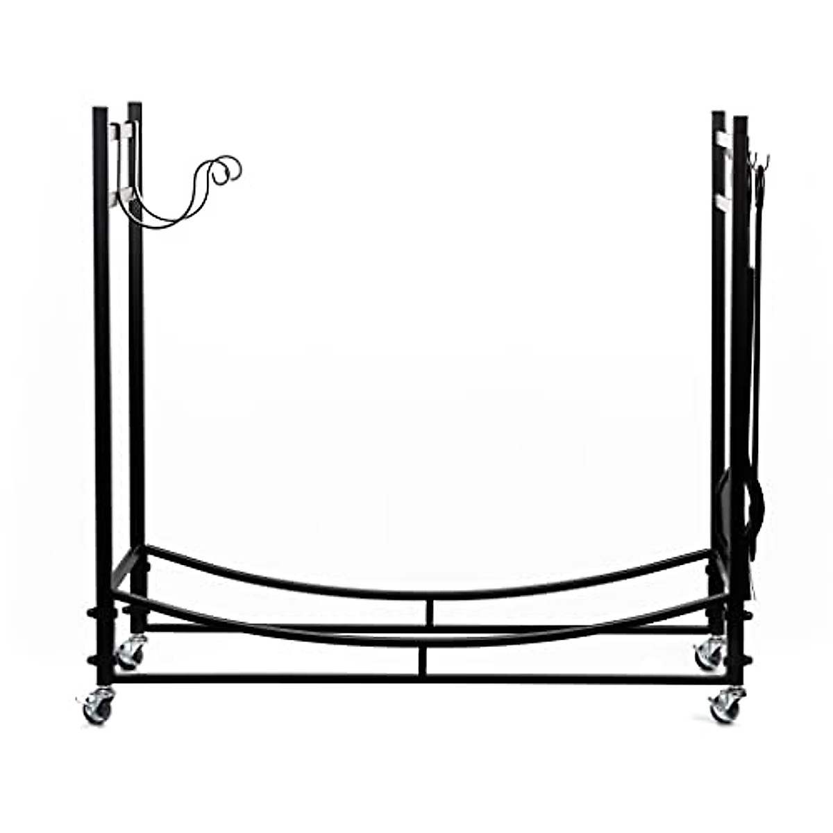KAG ONE Firewood Storage Rack with Kindling Holder, Black, Metal, 33.4"L x 13"W x 32.9"H, 200 LBS Weight Capacity