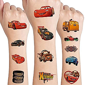 8 Sheets Cars Temporary Tattoos for Kids, Truck Race Car Birthday Party Supplies Truck Birthday Decorations for Kids Boys Girls Party Favors Racing Car Theme Party Decorations Party Gifts