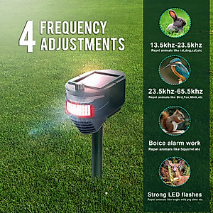flyastar Solar Powered Animal Repeller Outdoor, Ultrasonic Repellent for Farm Yard Garden, Deterrent Devices Repel Cat, Dog, Squirrel, Raccoon, Skunk, Rabbit, Rodent, Fox, Deer, etc, Green, (AR-544)