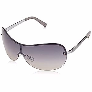 SOUTHPOLE Women's 444SP Vintage 90s Metal Shield Rectangular Sunglasses (139mm) -UV400 Protection, Trendy Gift, Silver & Grey, 139 mm