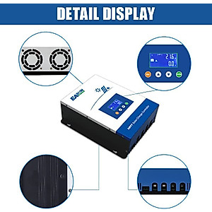 POWLAND 80A MPPT Solar Charge Controller,12V/24V/36V/48V Auto,Max Input 150V LCD Display Regulator Intelligent Charge Controller for Sealed Gel AGM Flooded Lithium Battery