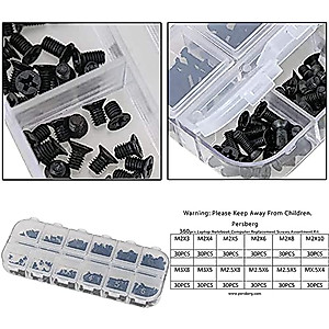 Persberg 360pcs 12sizes Laptop Notebook Tiny Computer Replacement electronic Screws Assortment Kit Black,M2 M2.5 M3,for Lenovo Toshiba Gateway Samsung HP IBM Dell Sony Acer Asus Hard Disk SATA SSD M.2