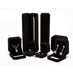 LILY TREACY Black Velvet Bracelet Necklace Watch Box Case Pendant Chain Gift, Holidays