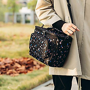 FlowFly Insulated Reusable Lunch Bag Adult Large Lunch Box for Women and Men with Adjustable Shoulder Strap,Front Zipper Pocket and Dual Large Mesh Side Pockets,Grey