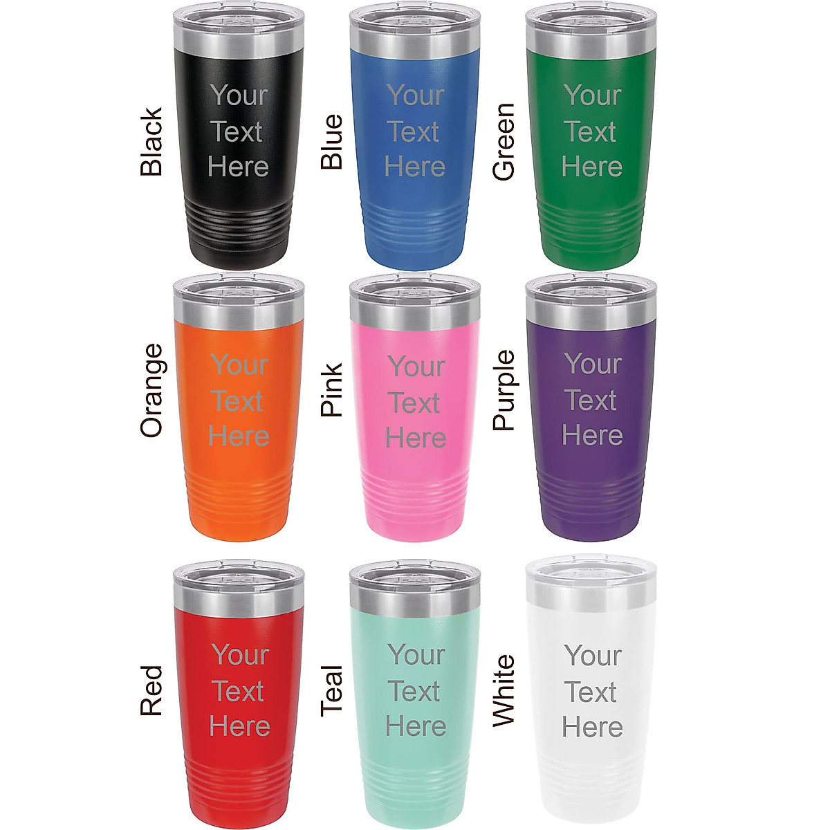 Personalized Add Your Custom Text Insulated Stainless Steel Tumbler 20 Oz Travel Coffee Double-Walled Travelling Car Truck Mug Customizable (Blue)