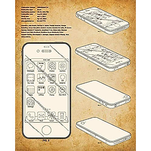 Original Steve Jobs Computer Patent Art Prints - Set of Four Photos (8x10) Unframed - Makes a Great Home or Office Decor and Gift Under $20 for Computer Geeks/Gurus and Tech Support