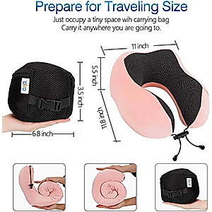 DYD Travel Pillow Memory Foam Neck Pillow for Airplane Washable Velour Cover Ergonomic Neck Support Pillow with Sleep Mask & Earplugs
