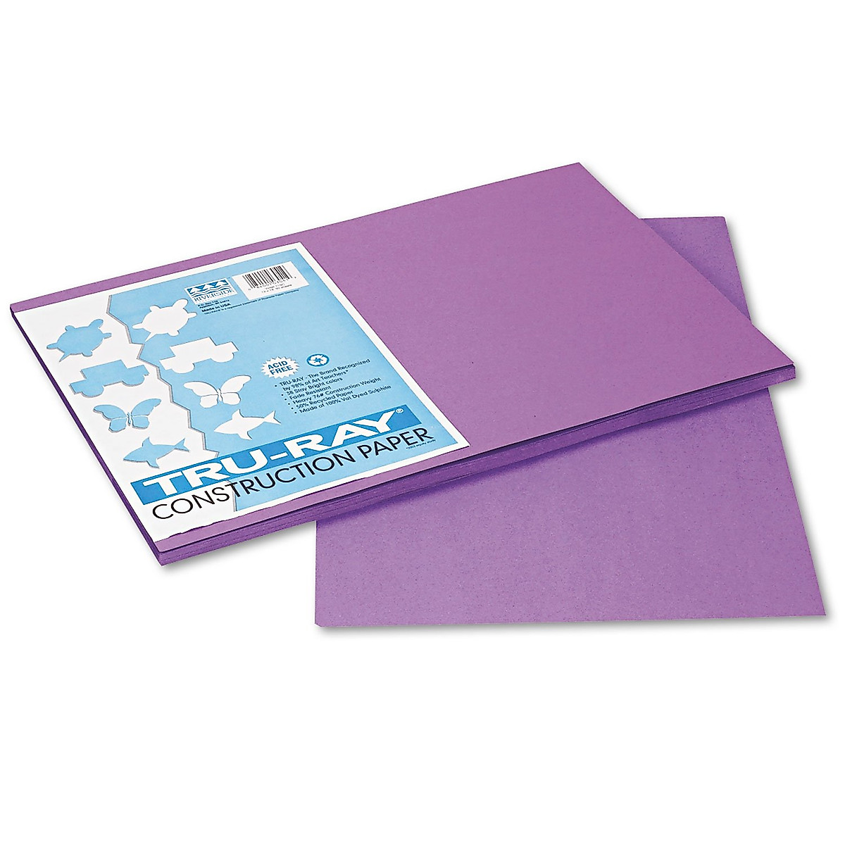 Pacon 103041 Tru-Ray Construction Paper, 76 lbs., 12 x 18, Violet, 50 Sheets/Pack