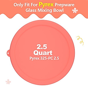 1 Pack Silicone Replacement Lids Only Fit for Pyrex 2.5 Quart Prepware Glass Mixing Bowls (325), Large Size, Dishwasher, Freezer, Microwave Safe (Bowl not included)