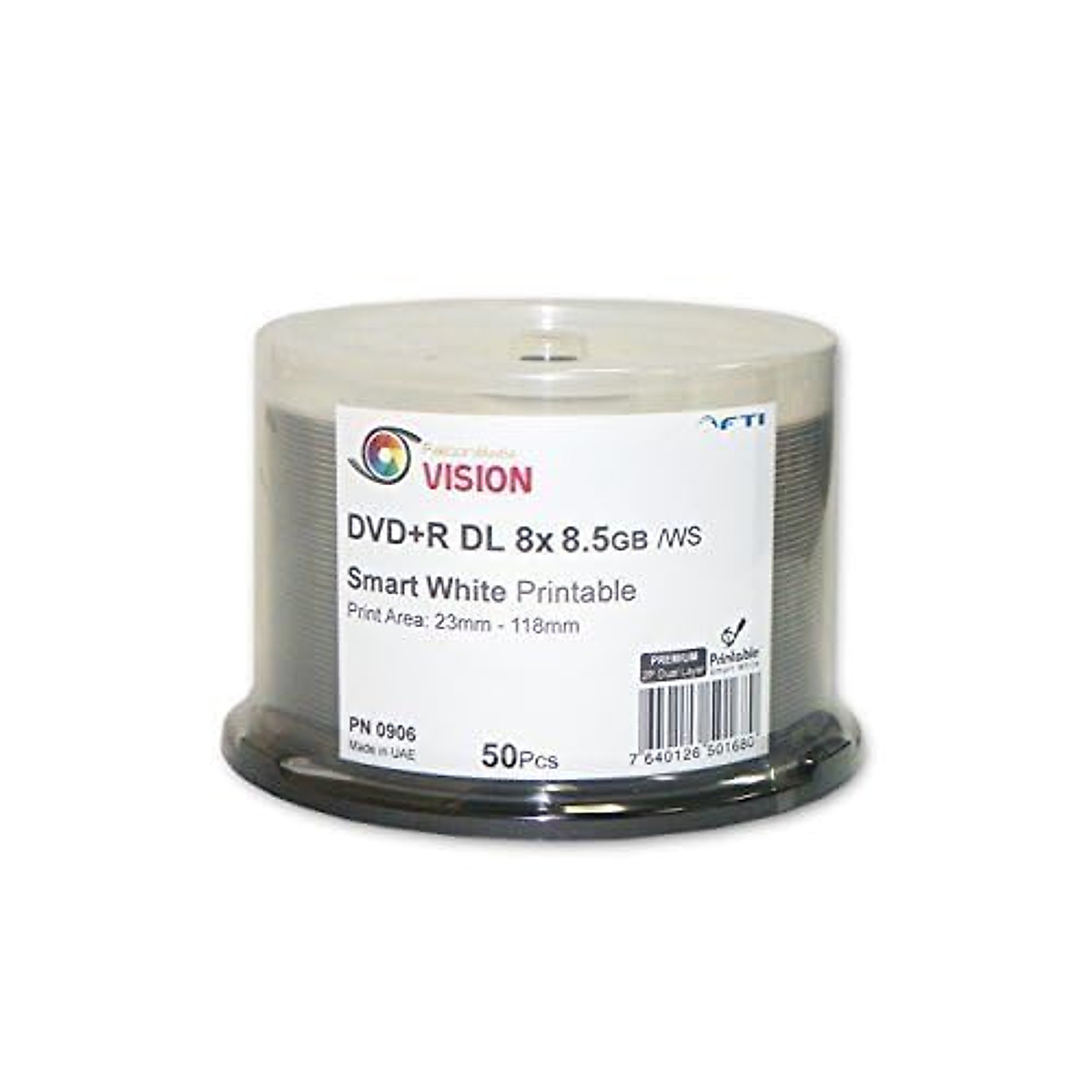 8.5 GB Blank DVD+R DL - DVD+R Falcon Vision Smart 2P White Inkjet Hub Printable 8X 8.5GB 50 Disc Cakebox Dual Layer Blank DVDs