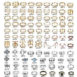 JOERICA 95PCS Knuckle Rings for Women Stackable Rings Boho Vintage Midi Joint Nail Finger Rings Set
