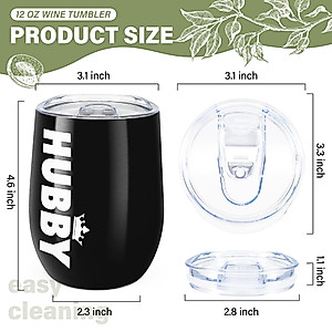 KAIRA Gift for Husband from Wife,Hubby Husband Nutrition Facts Insulated Funny Wine Tumbler,12 Oz with Lid Vacuum Stainless Steel Double Wall Coffee Travel Mug,Idea for Men(Black) (Pack of 1)