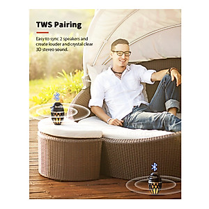 MOFOKEAY 2 Pack Outdoor Bluetooth Speakers,Wireless Speaker with LED Flame Speaker BT 5.0,Waterproof Torch Lantern for Patio Pool Party,Gifts for Women Men