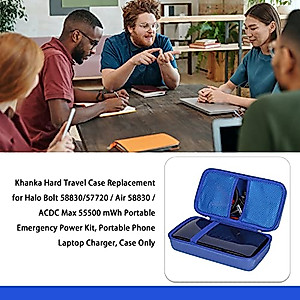khanka Hard Travel Case Replacement for Halo Bolt 58830/57720 / Air 58830 / ACDC Max 55500 mWh Portable Emergency Power Kit, Portable Phone Laptop Charger, Case Only (Blue)